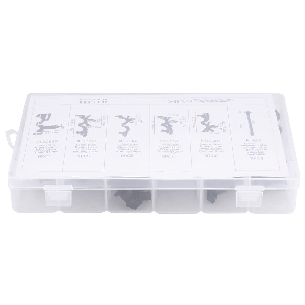 54pcs 6 Sizes Assorted Car Wiring Harness Wire Routing Clip Convoluted ...