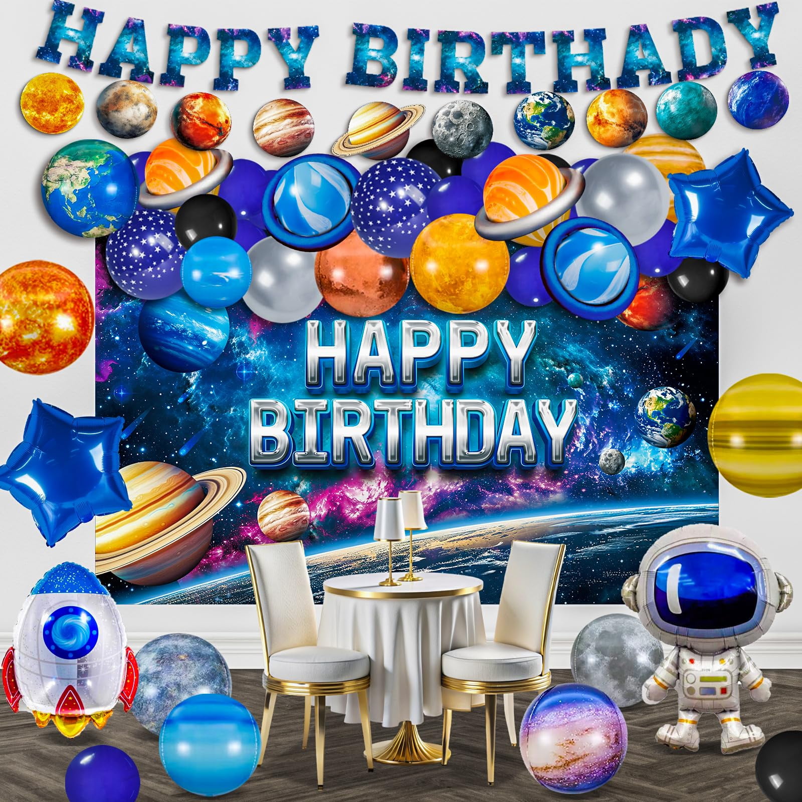 54pcs Outer Space Birthday KEF16 Party Supplies Space Solar System ...