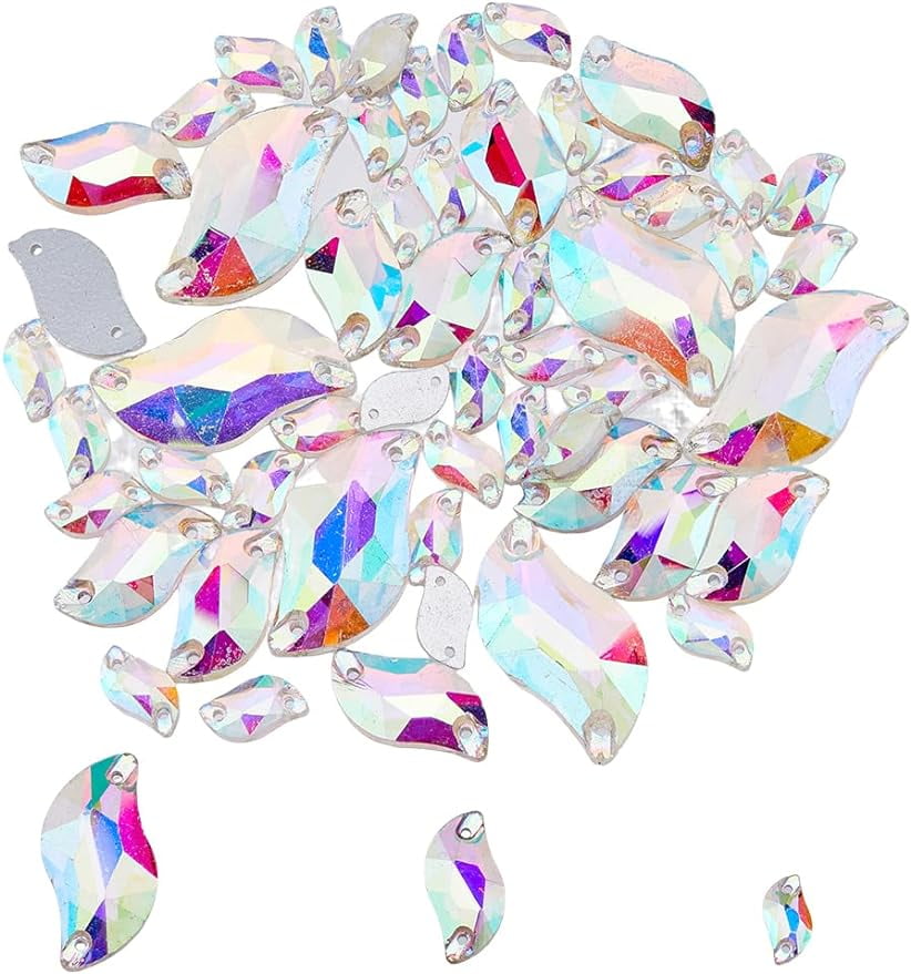54pcs S Shape Sew on Rhinestones 3 Sizes Crystal AB Sewing Stone Gems ...