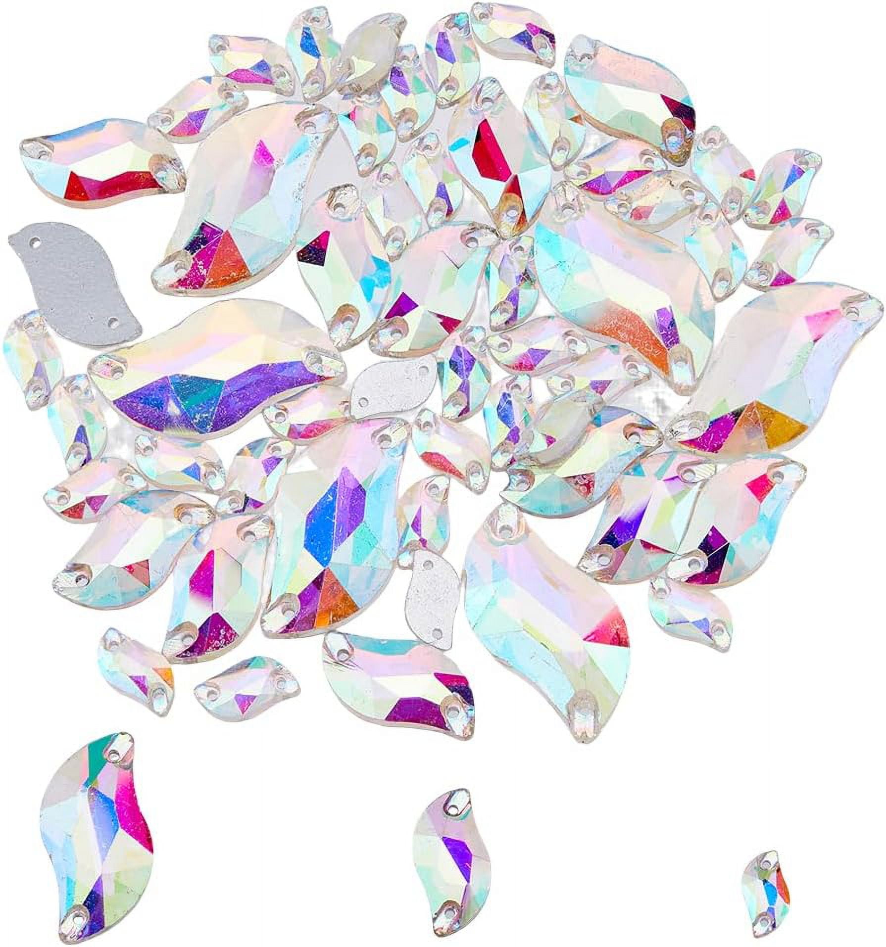 54pcs S Shape Sew on Rhinestones 3 Sizes Crystal AB Sewing Stone Gems ...