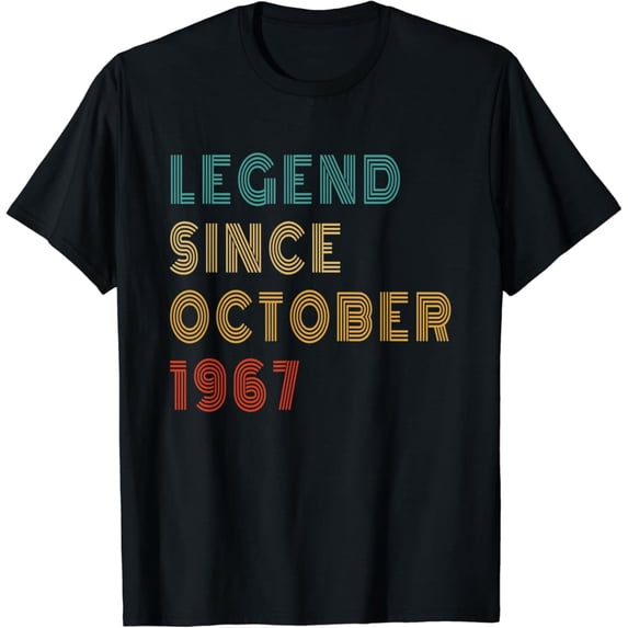 54th Birthday Gifts 54 Year Old Legend Since October 1967 T-Shirt ...