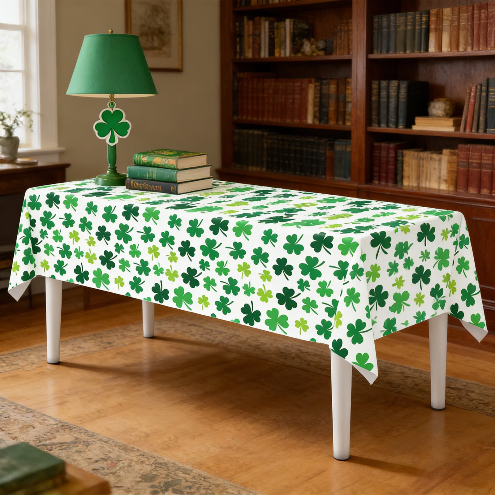 54x108 Inches St. Patrick's Day Waterproof Plastic Tablecloth, Shamrock ...