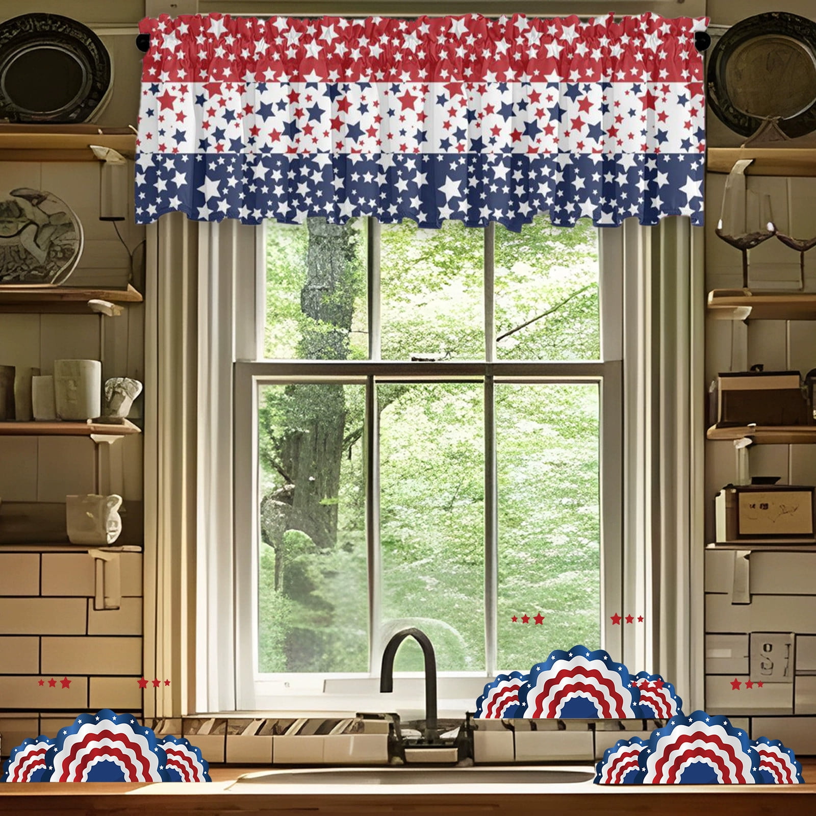 54x17.72inch Window Valances USA Flag Valance Curtains 4th Of July ...