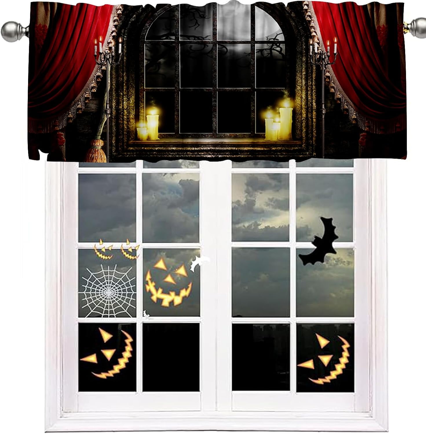 54x18 Inches Halloween Horrible Night Window Treatment Valance Terrible ...