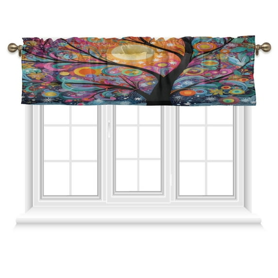 54x18 Inches Valance Curtain Beautiful Abstract Tree Painting Window ...