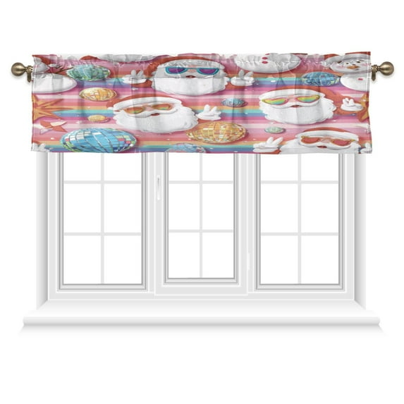 54x18 Inches Valance Curtain Cartoon-style Santa Claus Window Curtains ...
