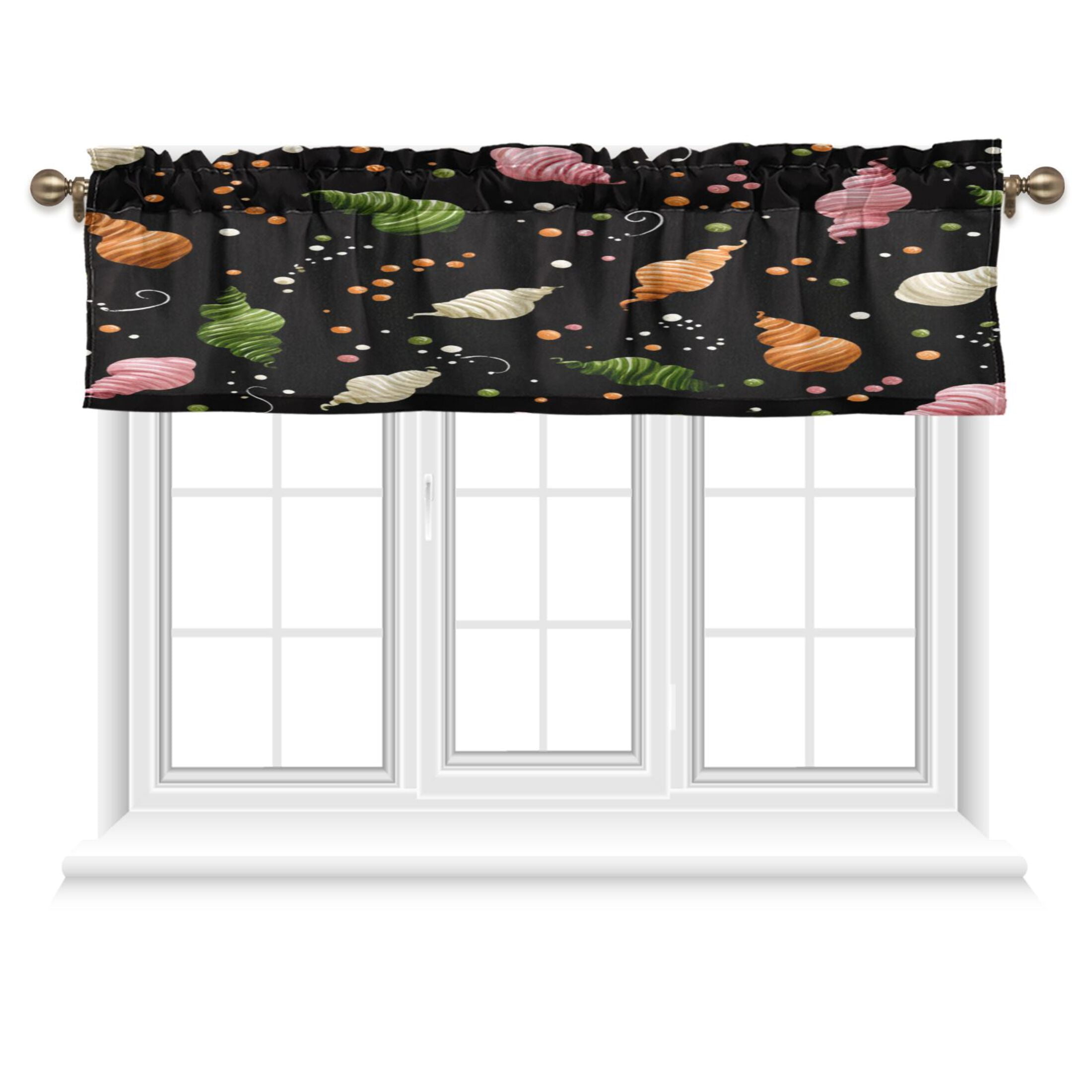 54x18 Inches Valance Curtain Colorful Swirl-shaped Candies Window ...