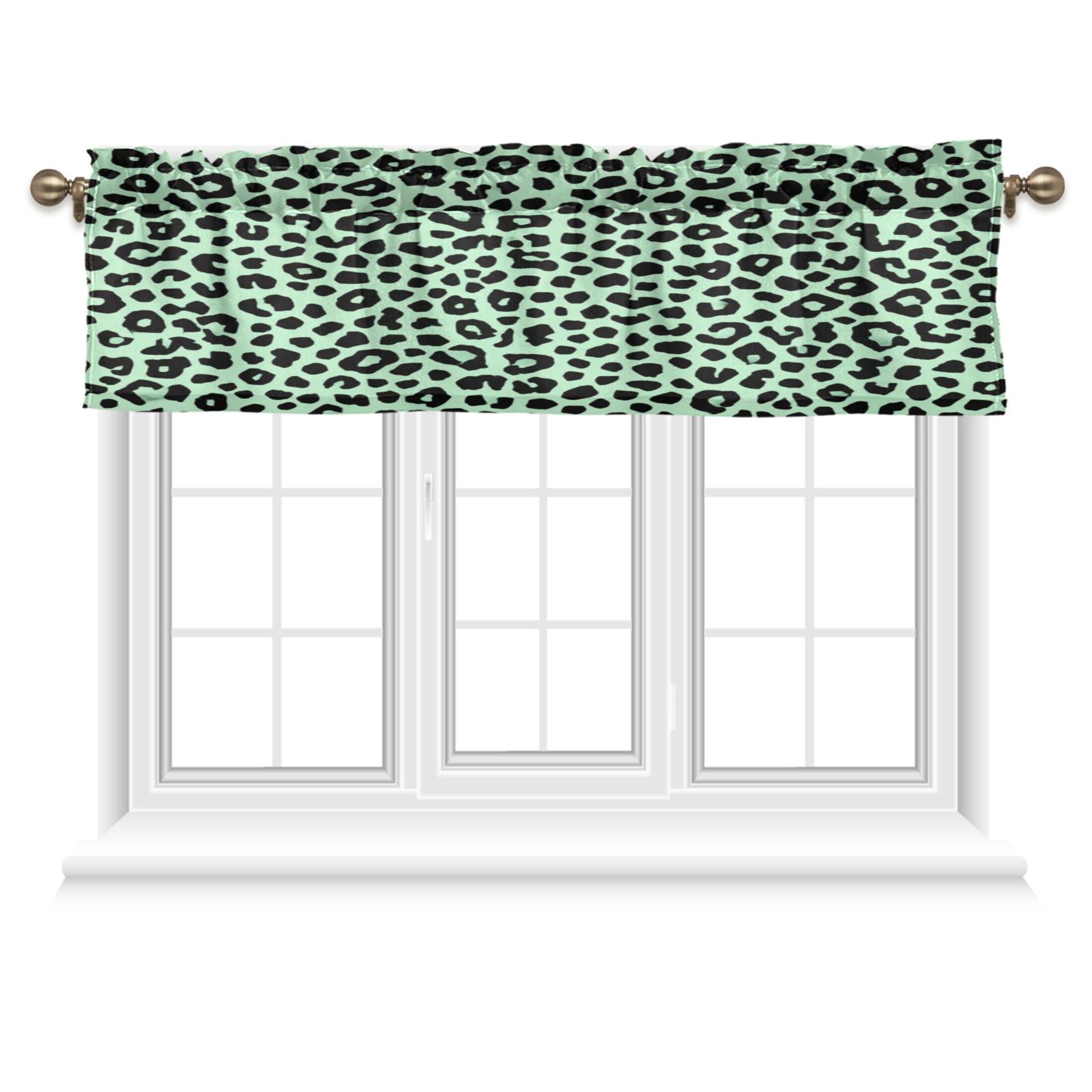 54x18 Inches Valance Curtain Mint Green Leopard Print Window Curtains ...