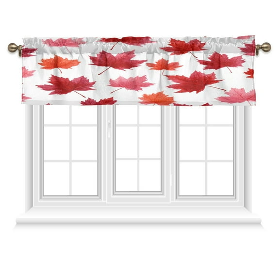 54x18 Inches Valance Curtain Vibrant Red Maple Leaves Window Curtains ...