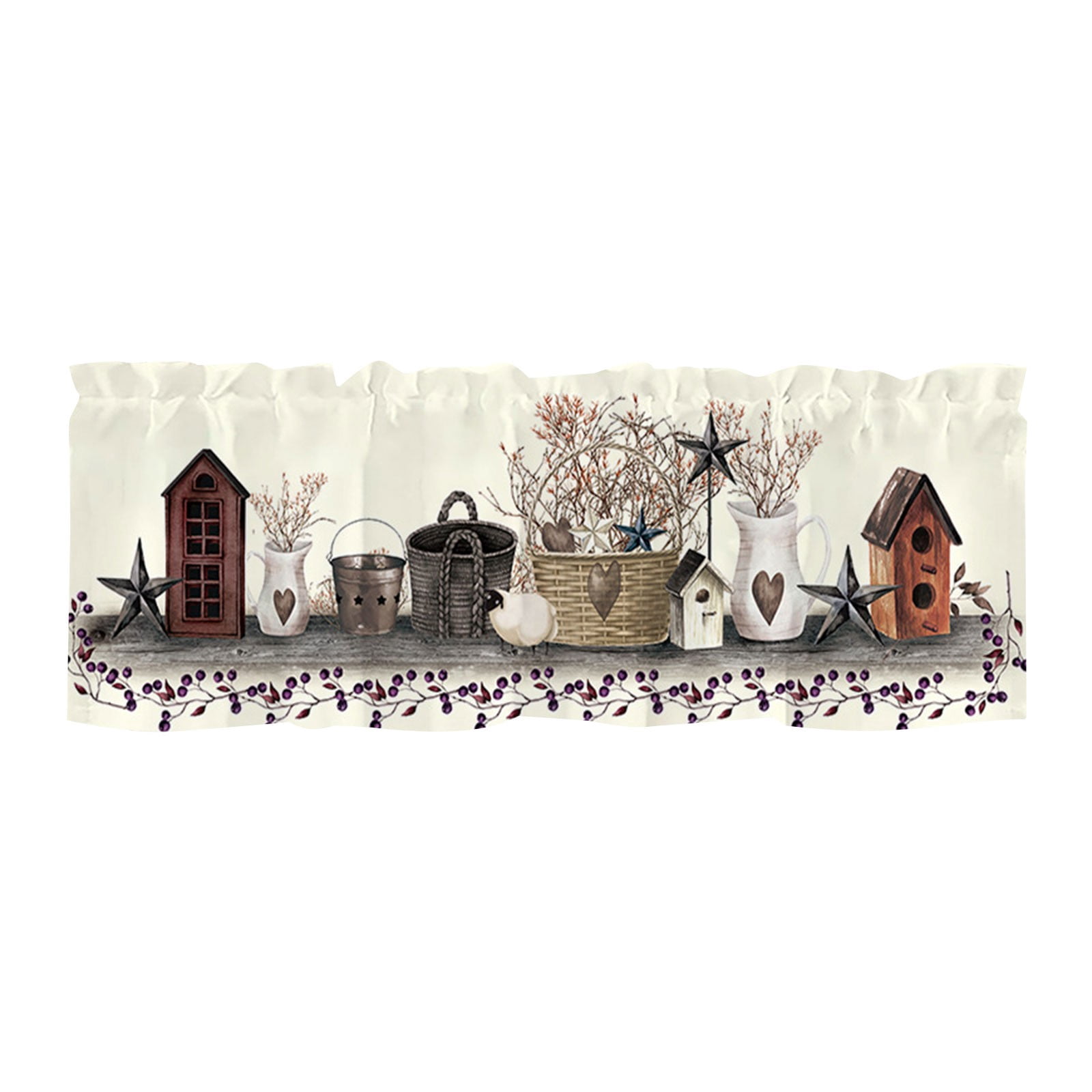 54x18Inch Valances for Windows, Botanical Watercolor Window Treatments ...