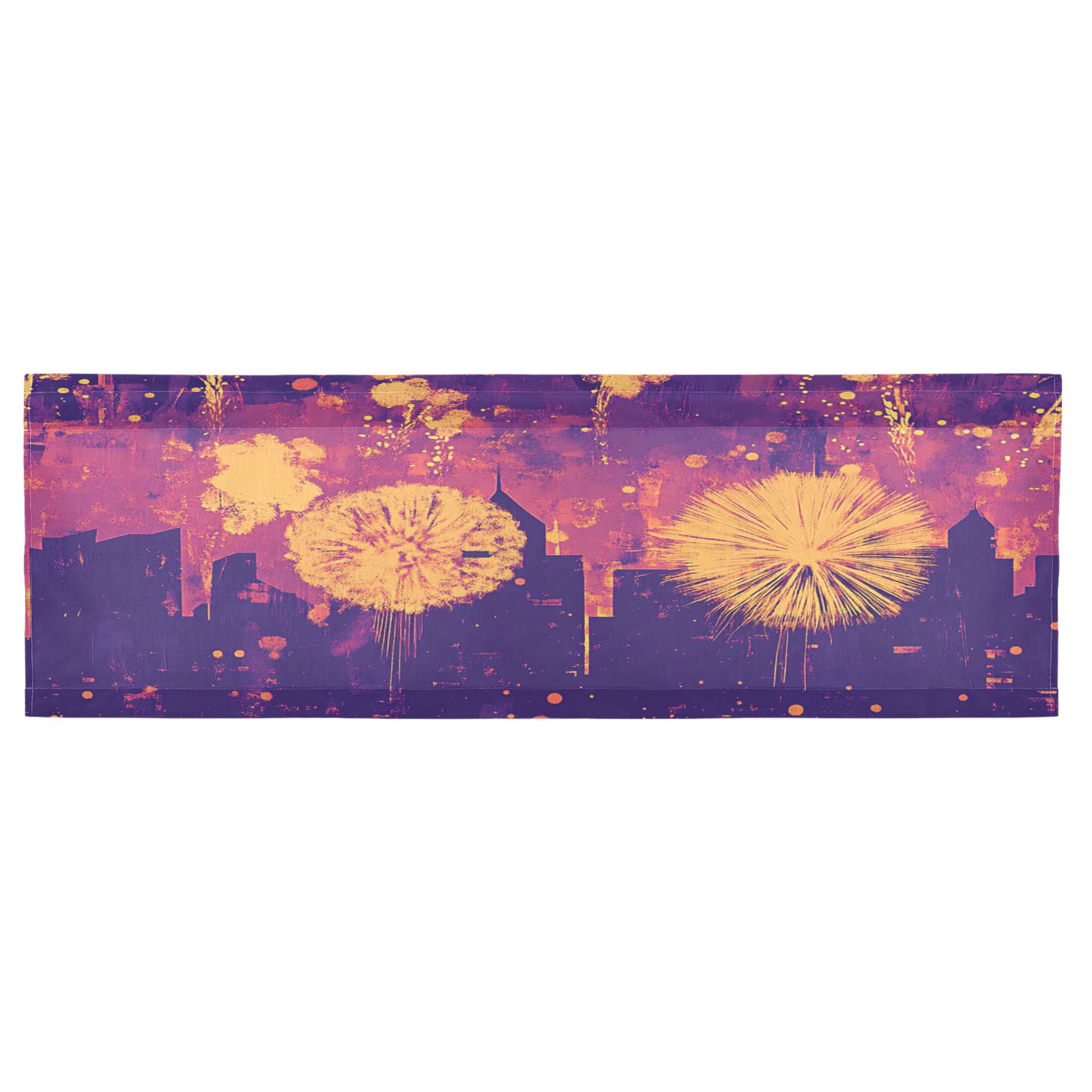 54x18in New Year Fireworks Printed Valance Curtain, Semi Sheer and UV ...