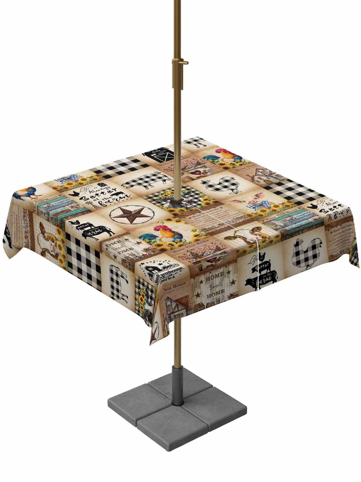 54x54 Square Tablecloth, Animals Farmhouse Outdoor Tablecloth with ...