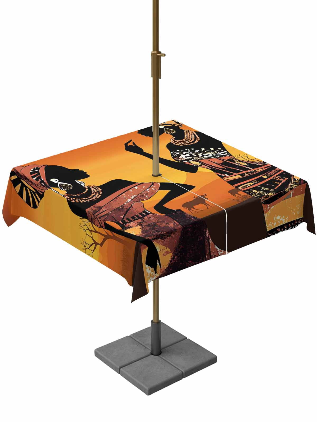 54x54 Square Tablecloth, Black Orange Girls Boho Outdoor Tablecloth ...