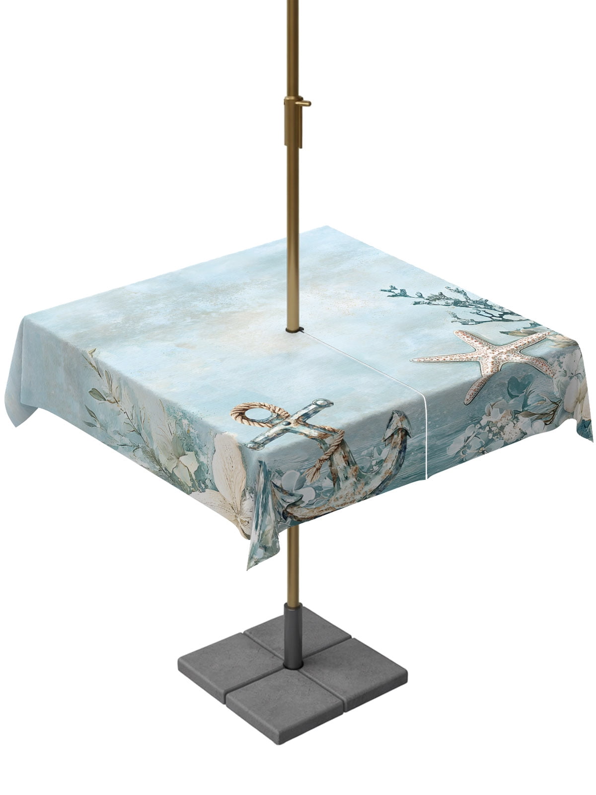 54x54 Square Tablecloth, Blue Coastal Outdoor Tablecloth with Umbrella ...