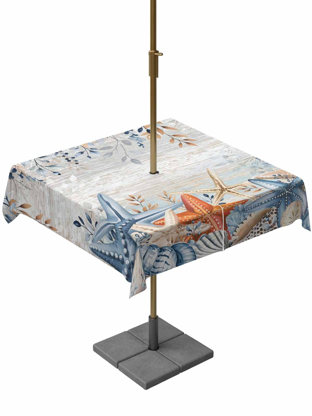 54x54 Square Tablecloth, Blue Coastal Outdoor Tablecloth with Umbrella ...