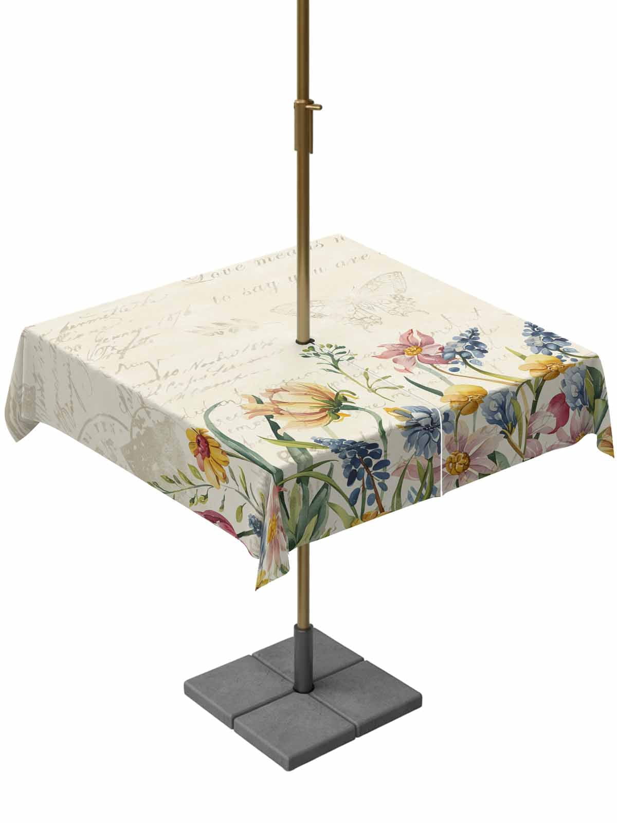 54x54 Square Tablecloth, Colorful Flowers Outdoor Tablecloth with ...