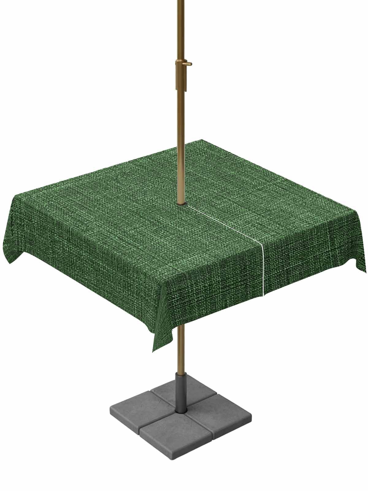 54x54 Square Tablecloth, Dark Green Burlap Texture Outdoor Tablecloth ...