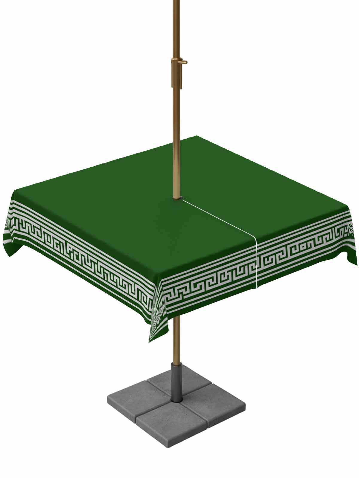 54x54 Square Tablecloth, Green Greek Key Outdoor Tablecloth with ...