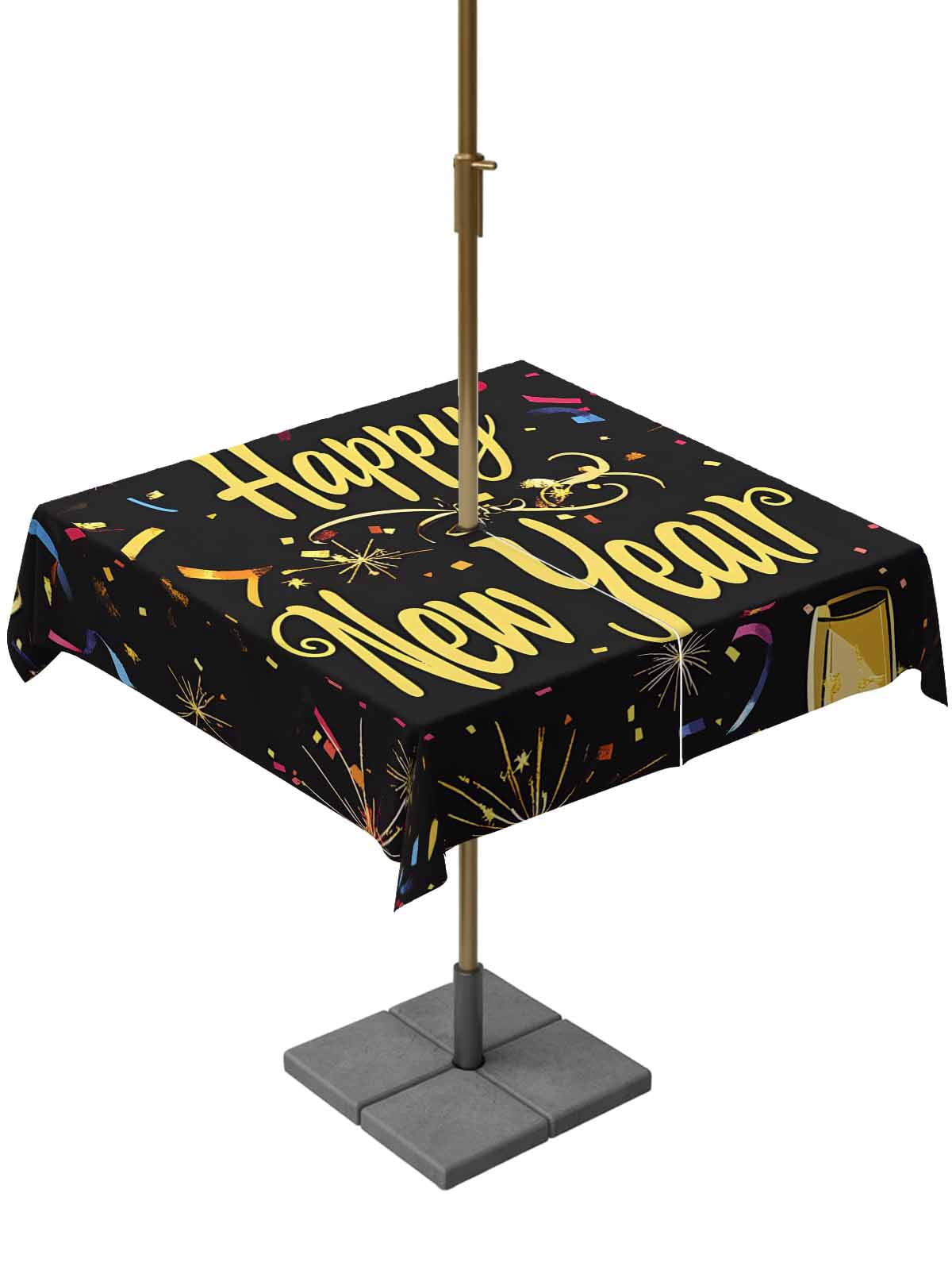 54x54 Square Tablecloth, Happy New Year Outdoor Tablecloth with ...