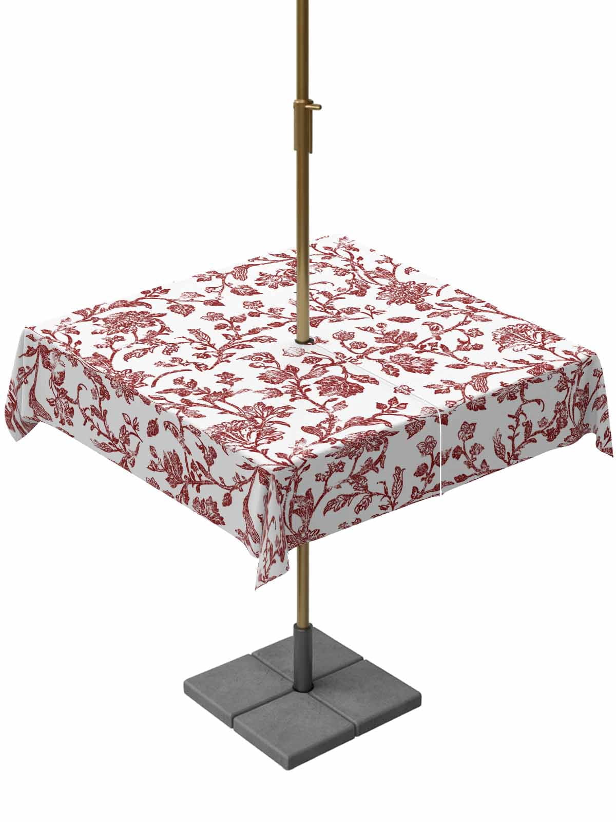 54x54 Square Tablecloth, Red Boho Flower Outdoor Tablecloth with ...
