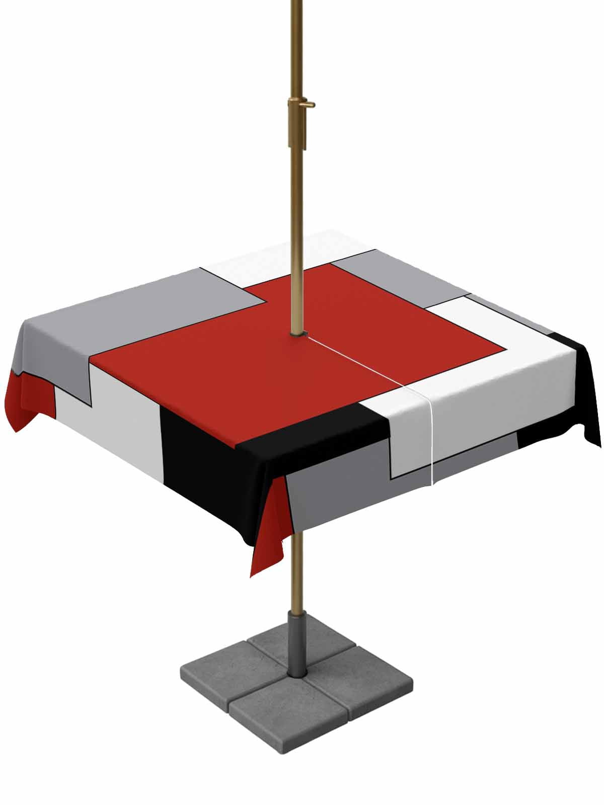 54x54 Square Tablecloth, Red Grey Black Geometric Outdoor Tablecloth ...