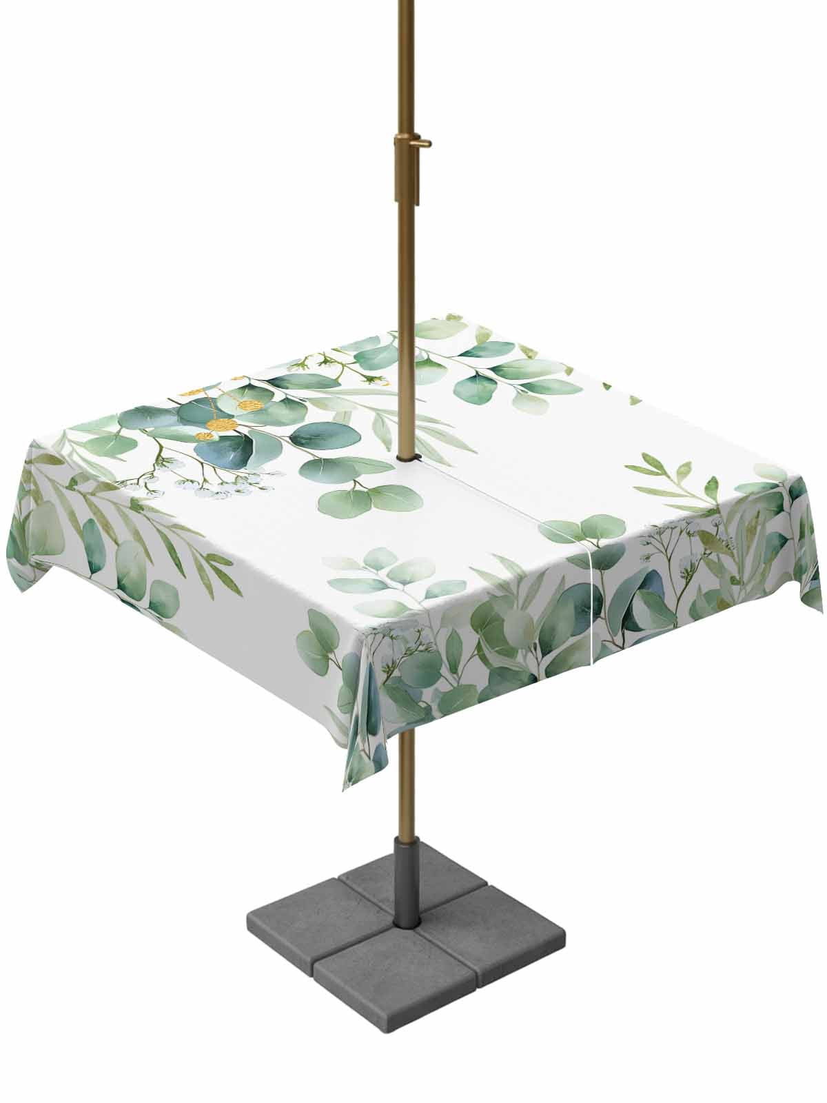 54x54 Square Tablecloth, Sage Green Eucalyptus Leaves Outdoor ...