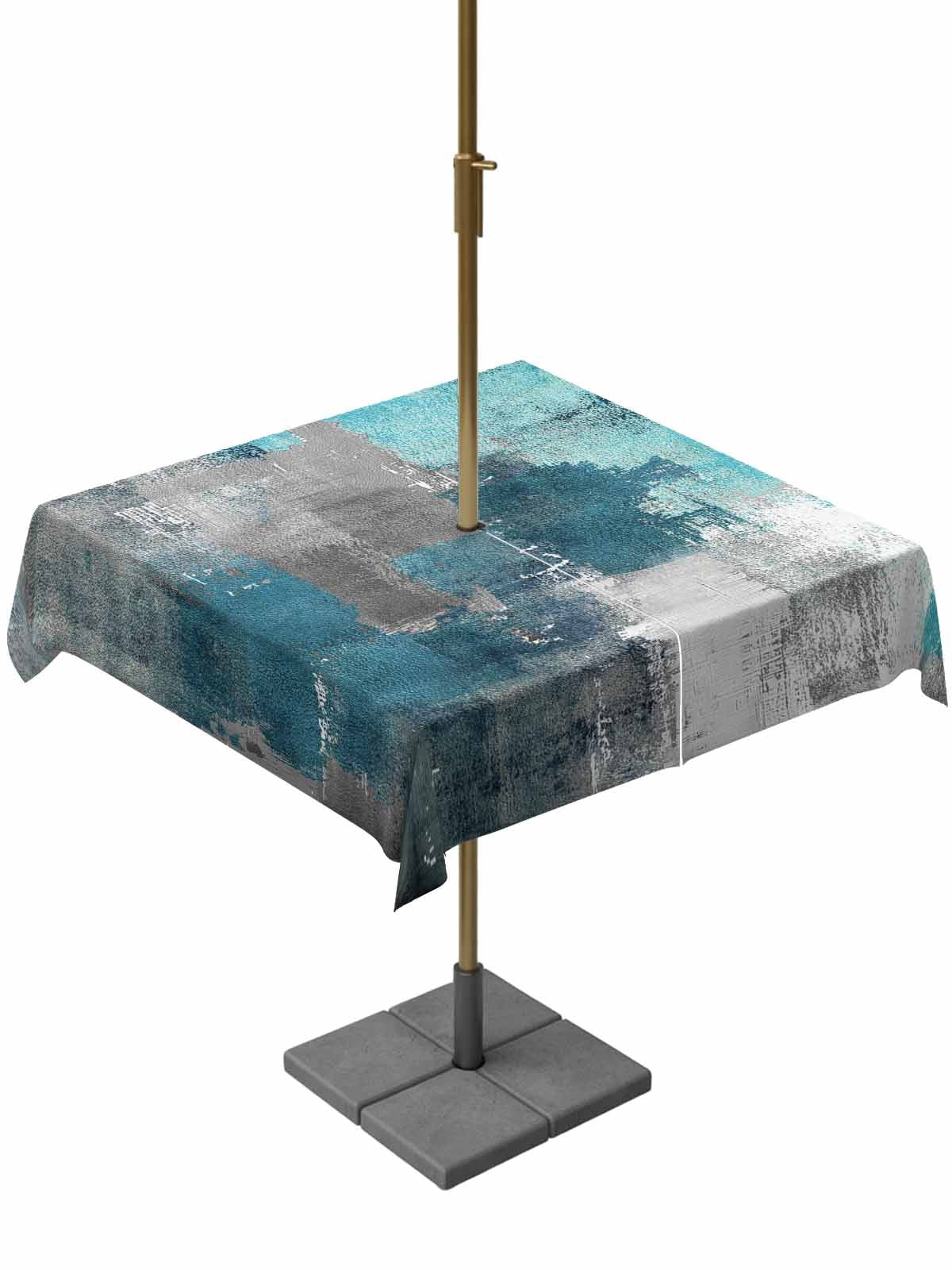54x54 Square Tablecloth, Teal Grey Outdoor Tablecloth with Umbrella ...