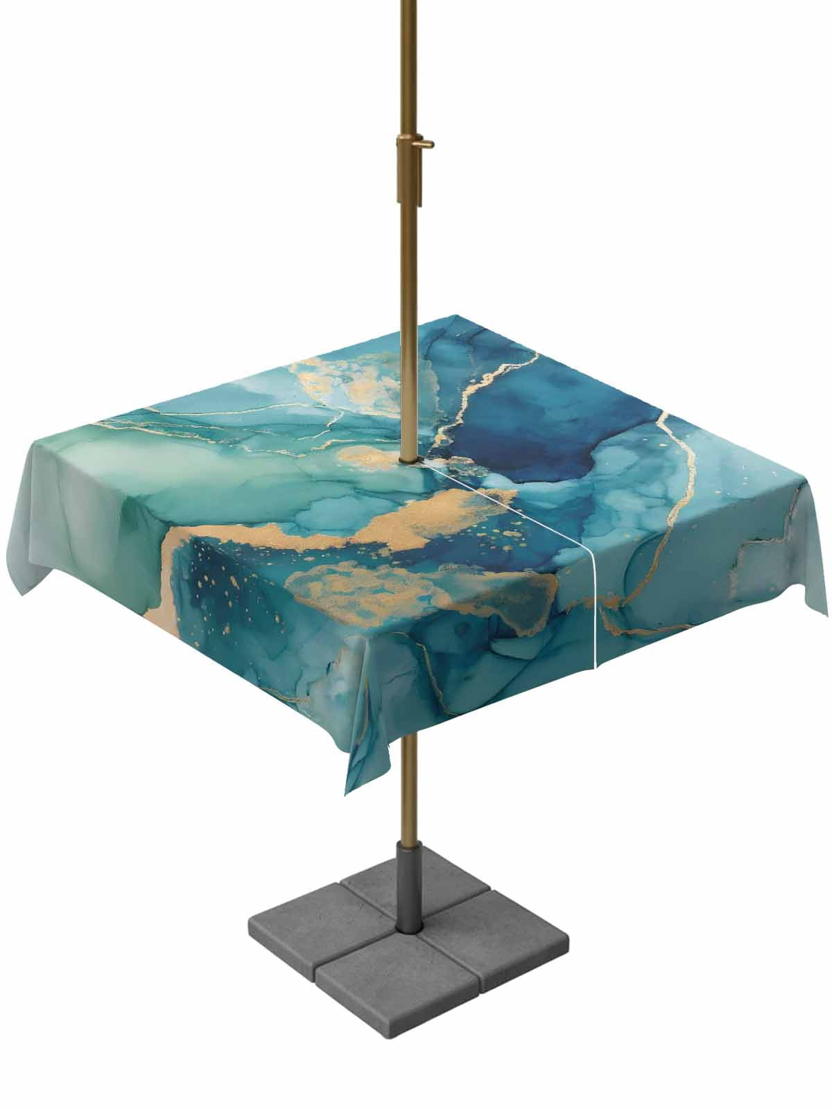 54x54 Square Tablecloth, Turquoise Marble Outdoor Tablecloth with ...