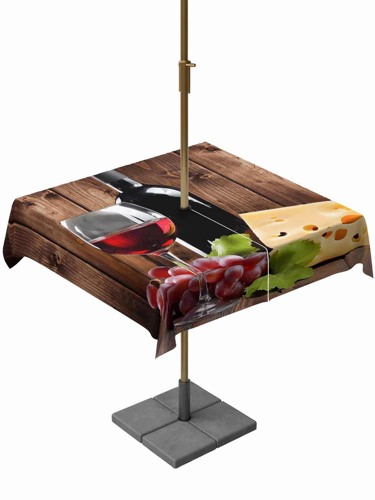 54x54 Square Tablecloth, Wine Cheese Outdoor Tablecloth with Umbrella ...