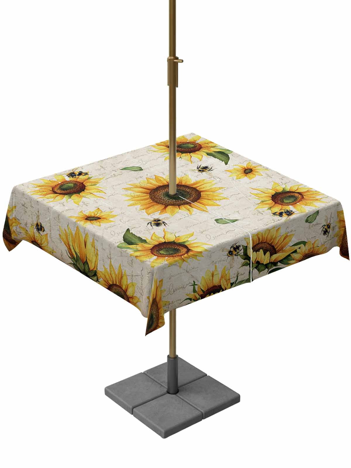 54x54 Square Tablecloth, Yellow Sunflowers Outdoor Tablecloth with ...