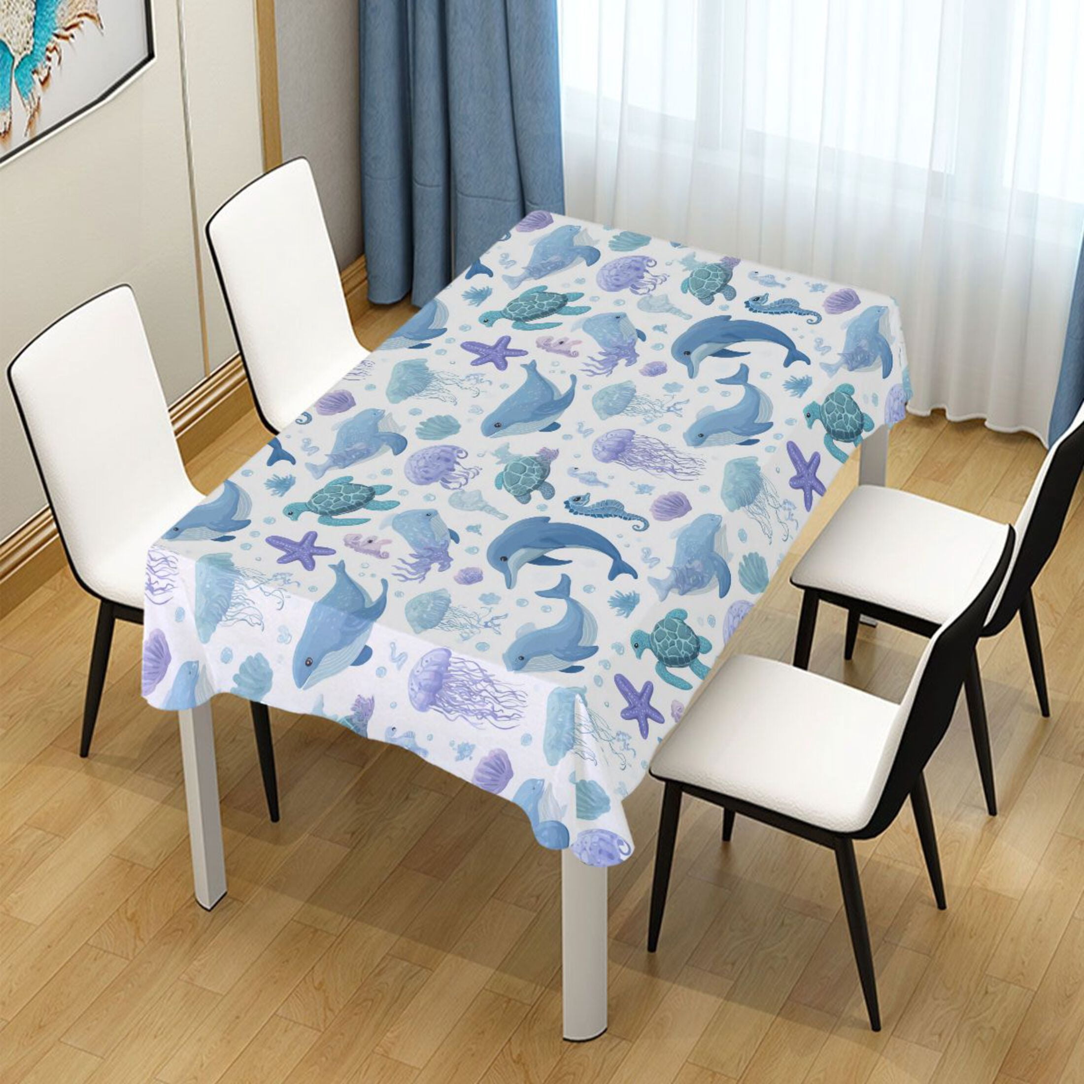 54x54in Square Printed Tablecloth Easy-Care Decorative Table Cloth for ...