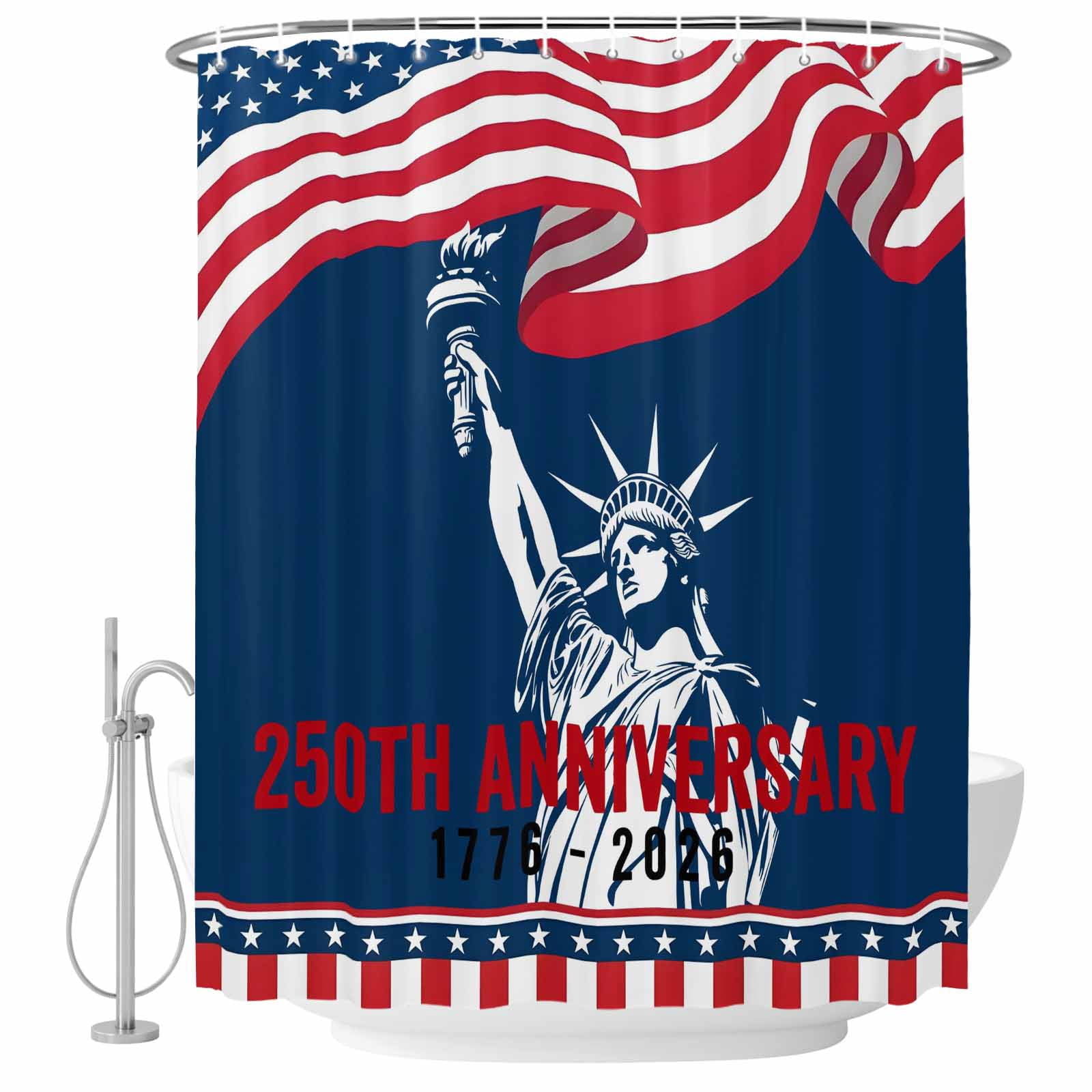 54x78 Inch Shower Curtain Decorative Anniversary Bathtub Bath Curtains ...