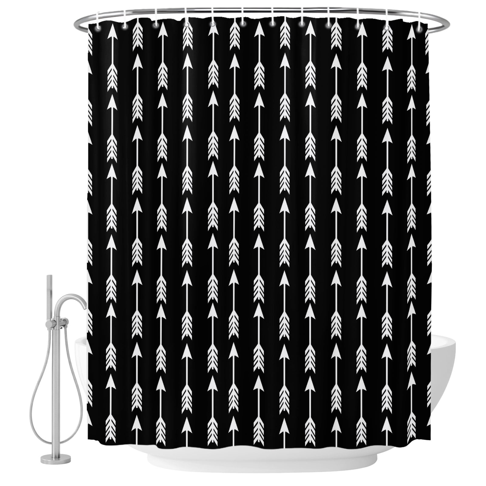 54x78 Inch Shower Curtain Decorative Black Arrows Bathtub Bath Curtains ...