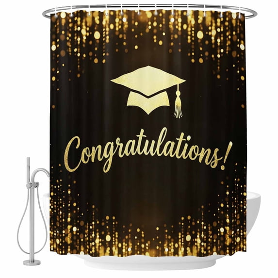 54x78 Inch Shower Curtain Decorative Black Graduation Celebration ...