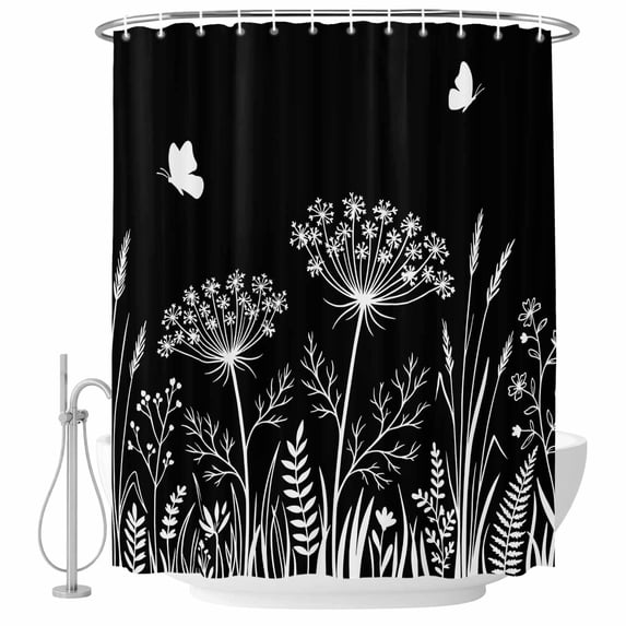 54x78 Inch Shower Curtain Decorative Botanical Flowers Bathtub Bath ...