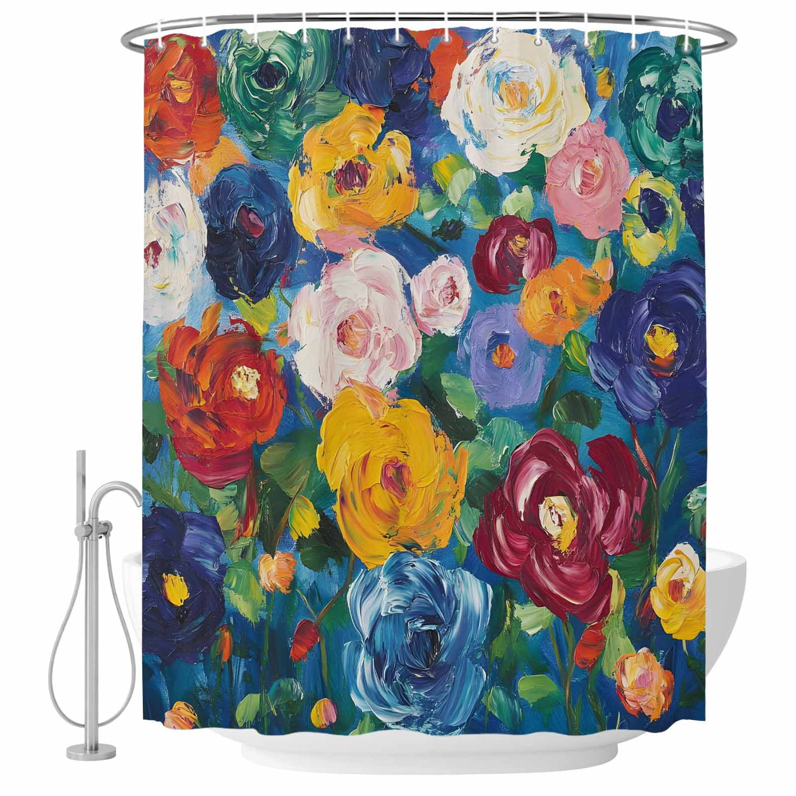 54x78 Inch Shower Curtain Decorative Colorful Flowers Bathtub Bath ...