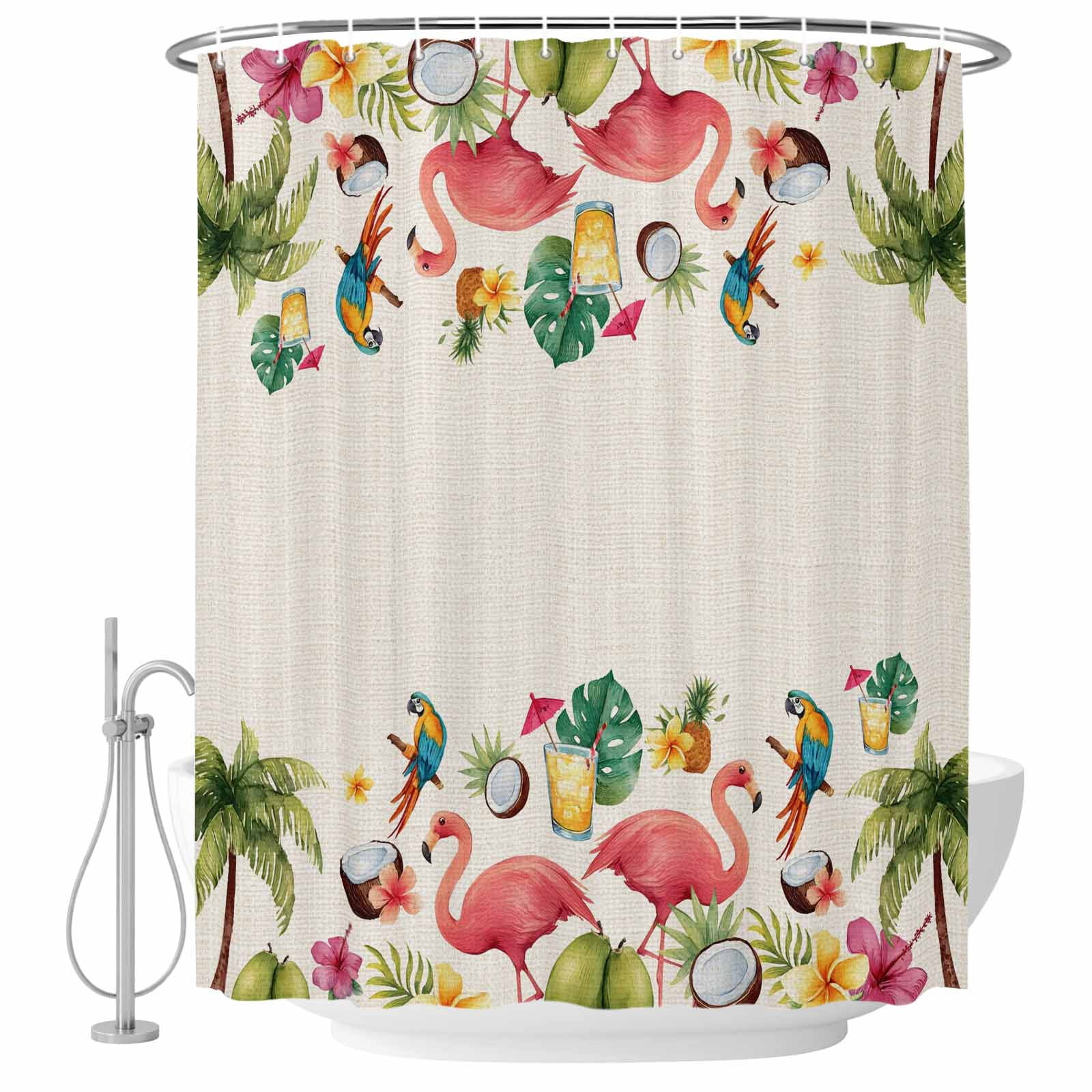54x78 Inch Shower Curtain Decorative Flamingos Rustic Bathtub Bath ...
