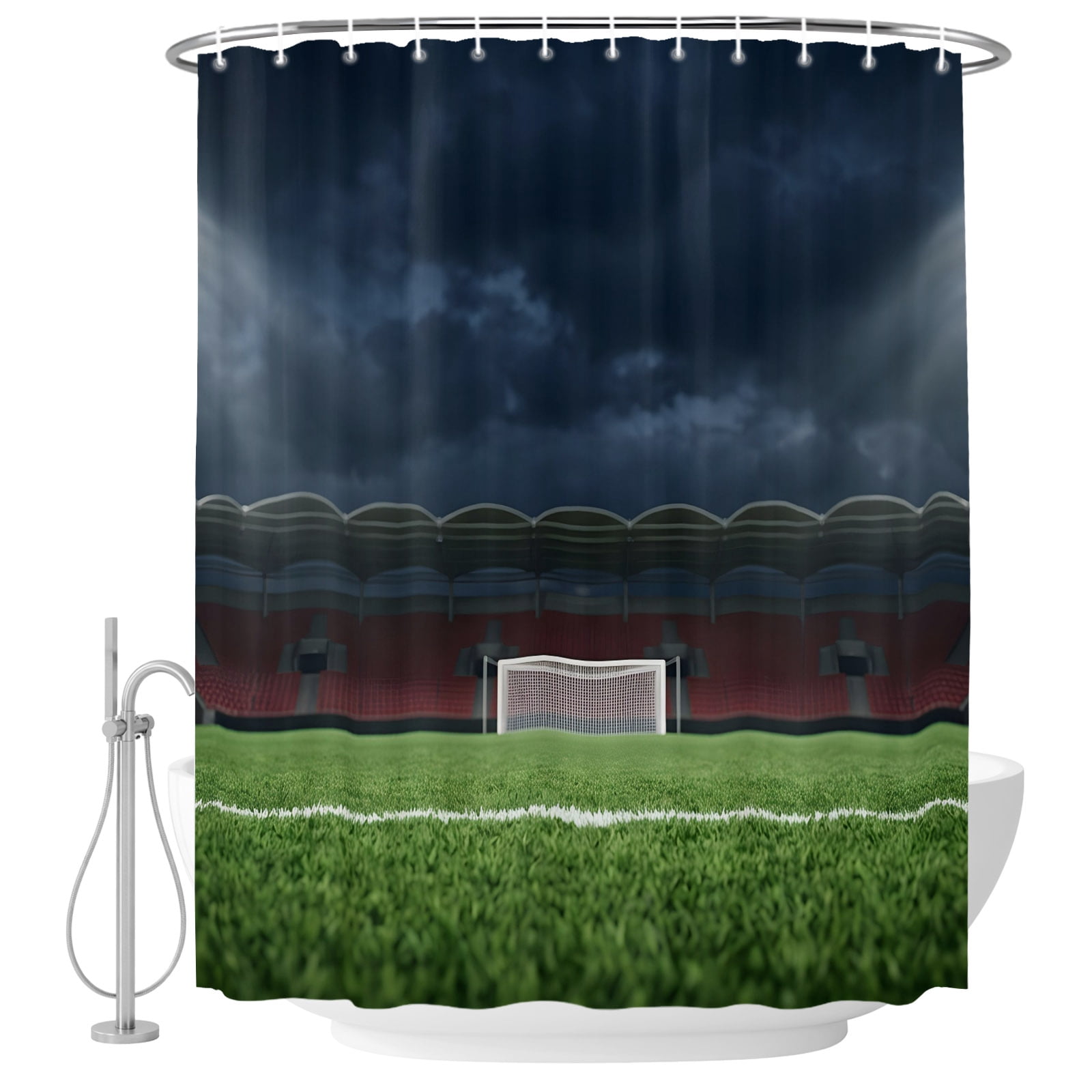 54x78 Inch Shower Curtain Decorative Football Stadium Lighting Bathtub ...