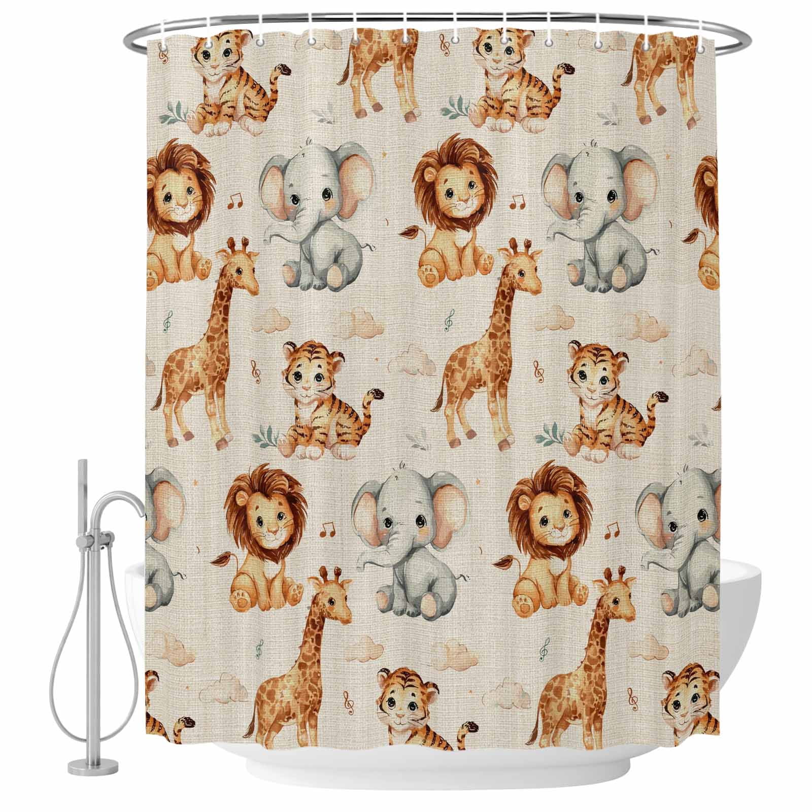 54x78 Inch Shower Curtain Decorative Funny Animals Bathtub Bath ...