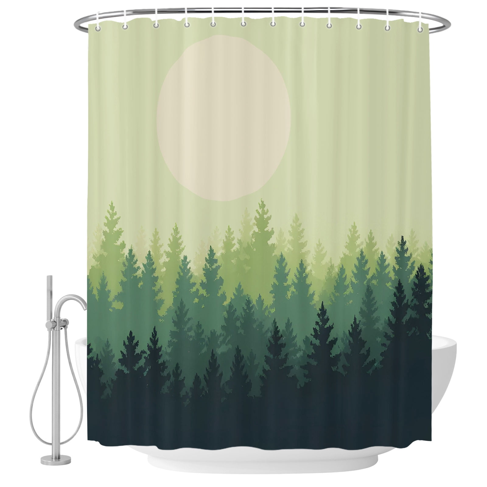 54x78 Inch Shower Curtain Decorative Green Pine Trees Bathtub Bath ...
