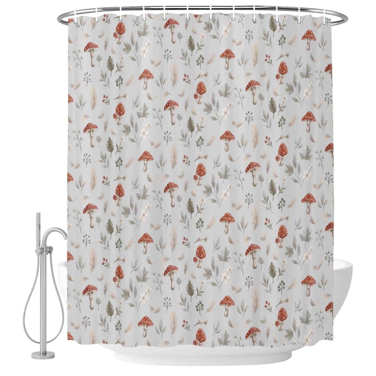 54x78 Inch Shower Curtain Decorative Grey Fall Mushroom Bathtub Bath ...