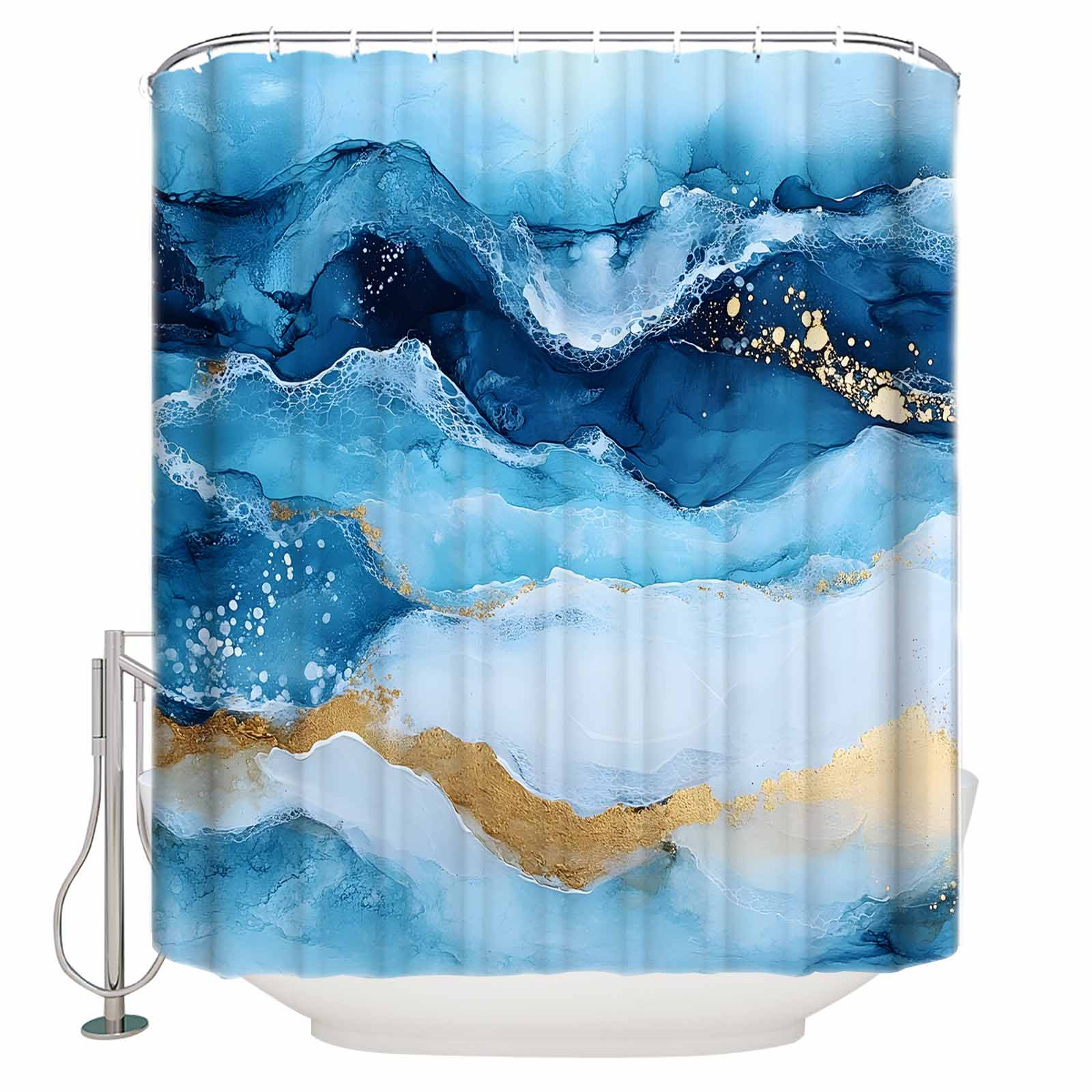 54x78 Inch Shower Curtain Decorative Marble Blue Ombre Bathtub Bath ...