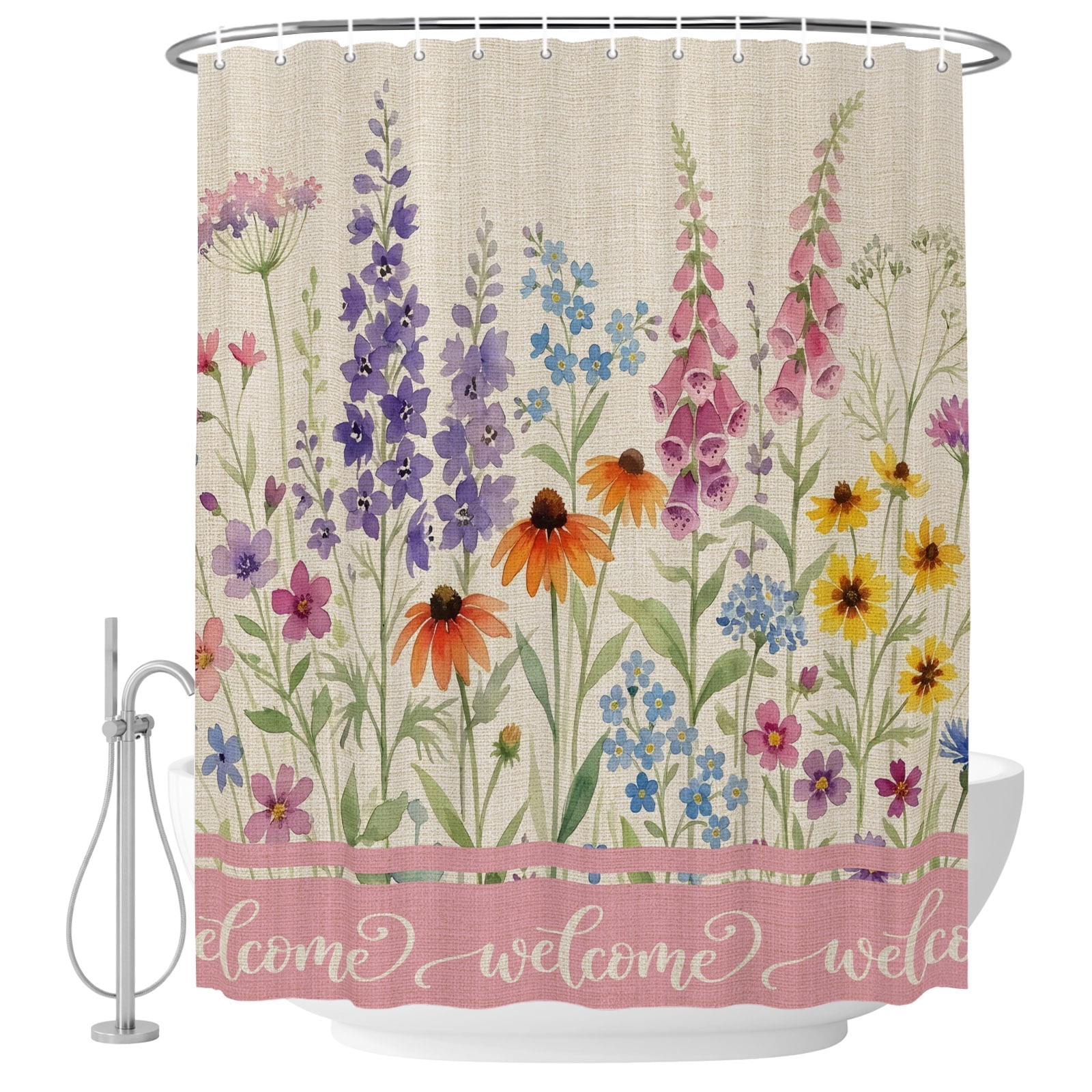 54x78 Inch Shower Curtain Decorative Meadow Wildflowers Bathtub Bath ...
