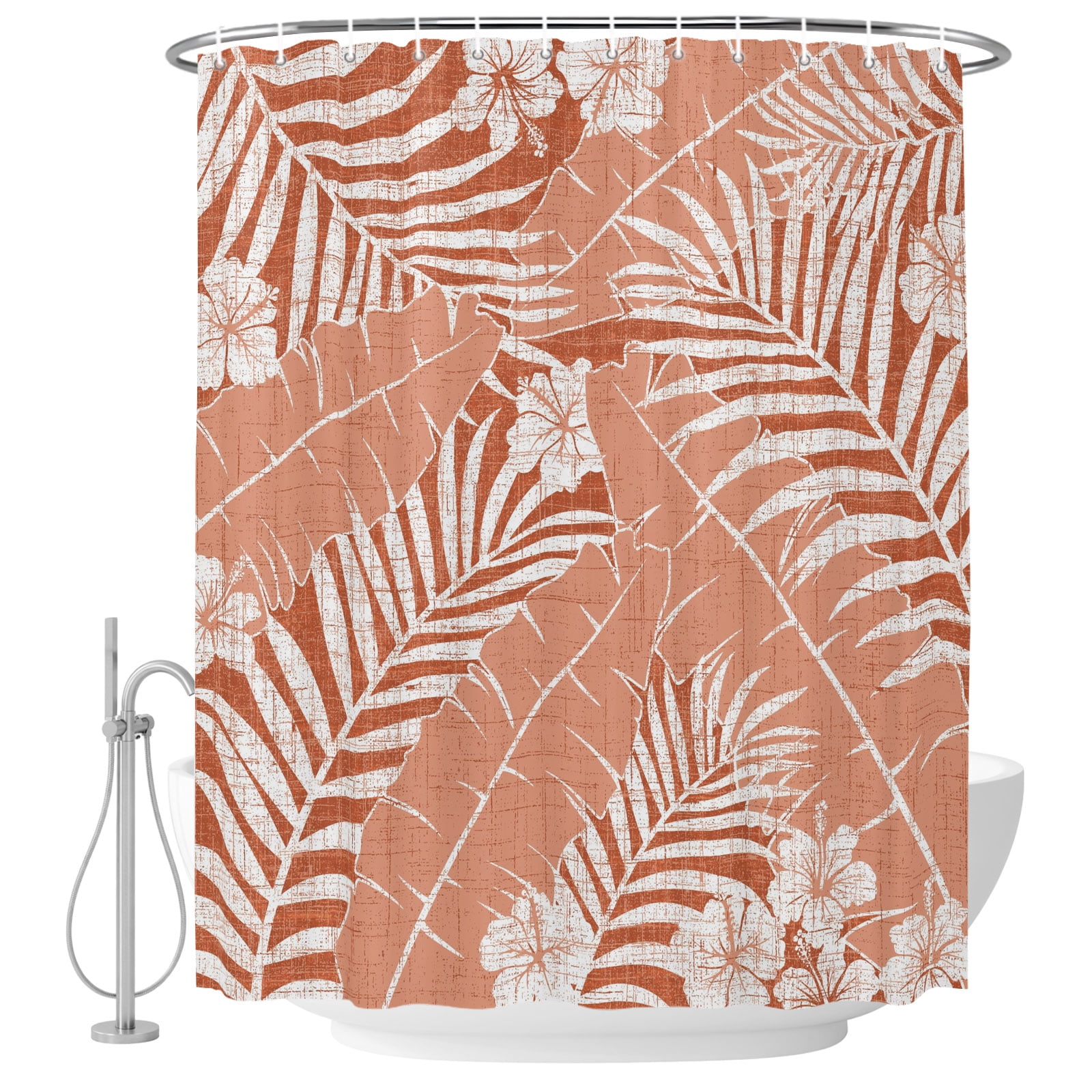 54x78 Inch Shower Curtain Decorative Orange Palm Tree Bathtub Bath ...