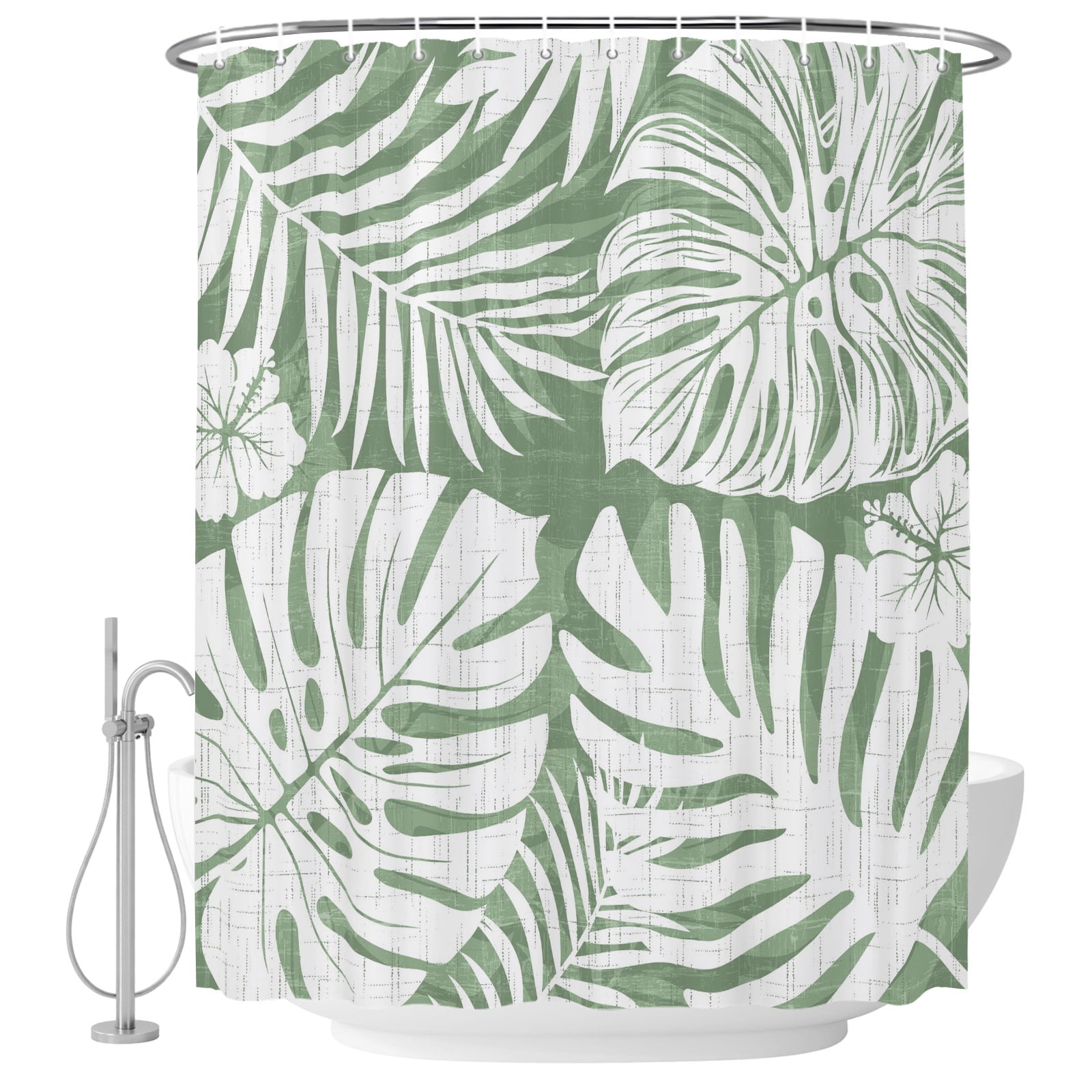 54x78 Inch Shower Curtain Decorative Palm Tree Monstera Bathtub Bath ...