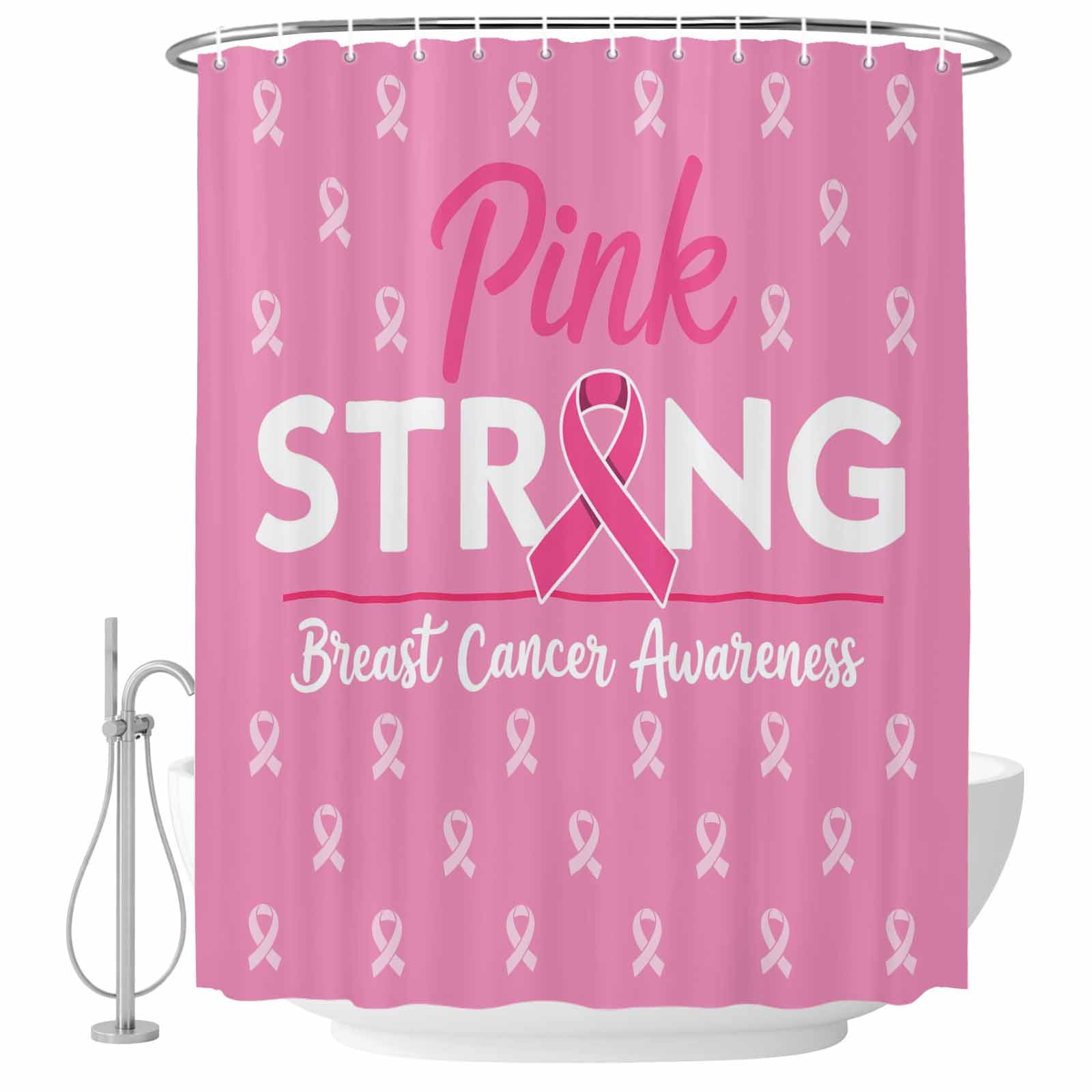54x78 Inch Shower Curtain Decorative Pink Ribbon Bathtub Bath Curtains ...