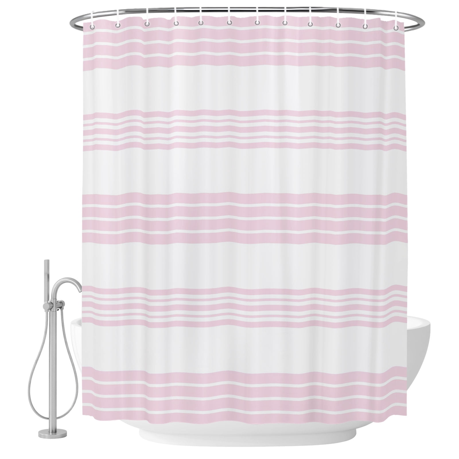 54x78 Inch Shower Curtain Decorative Pink Stripes Bathtub Bath Curtains ...