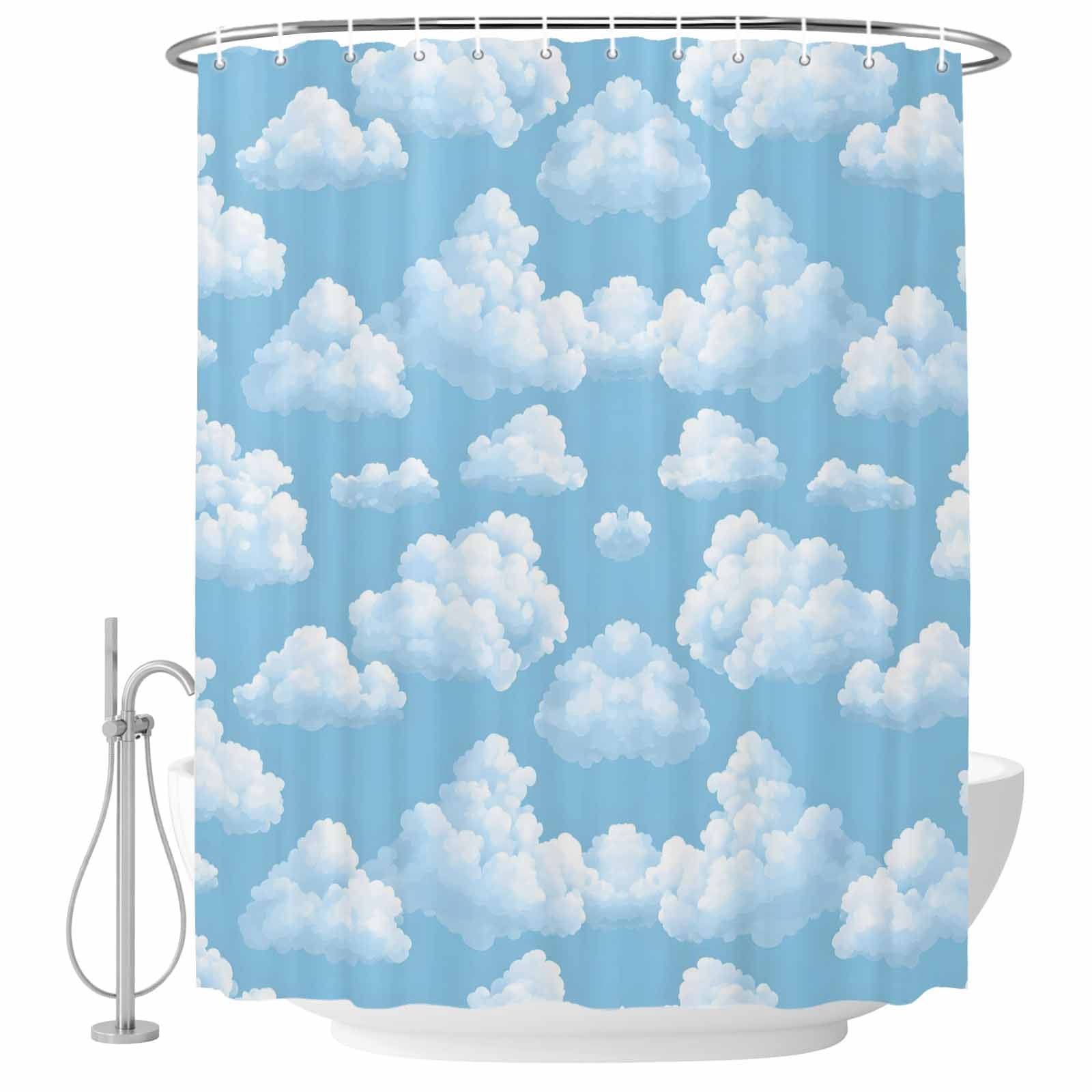 54x78 Inch Shower Curtain Decorative Sky Blue Bathtub Bath Curtains ...