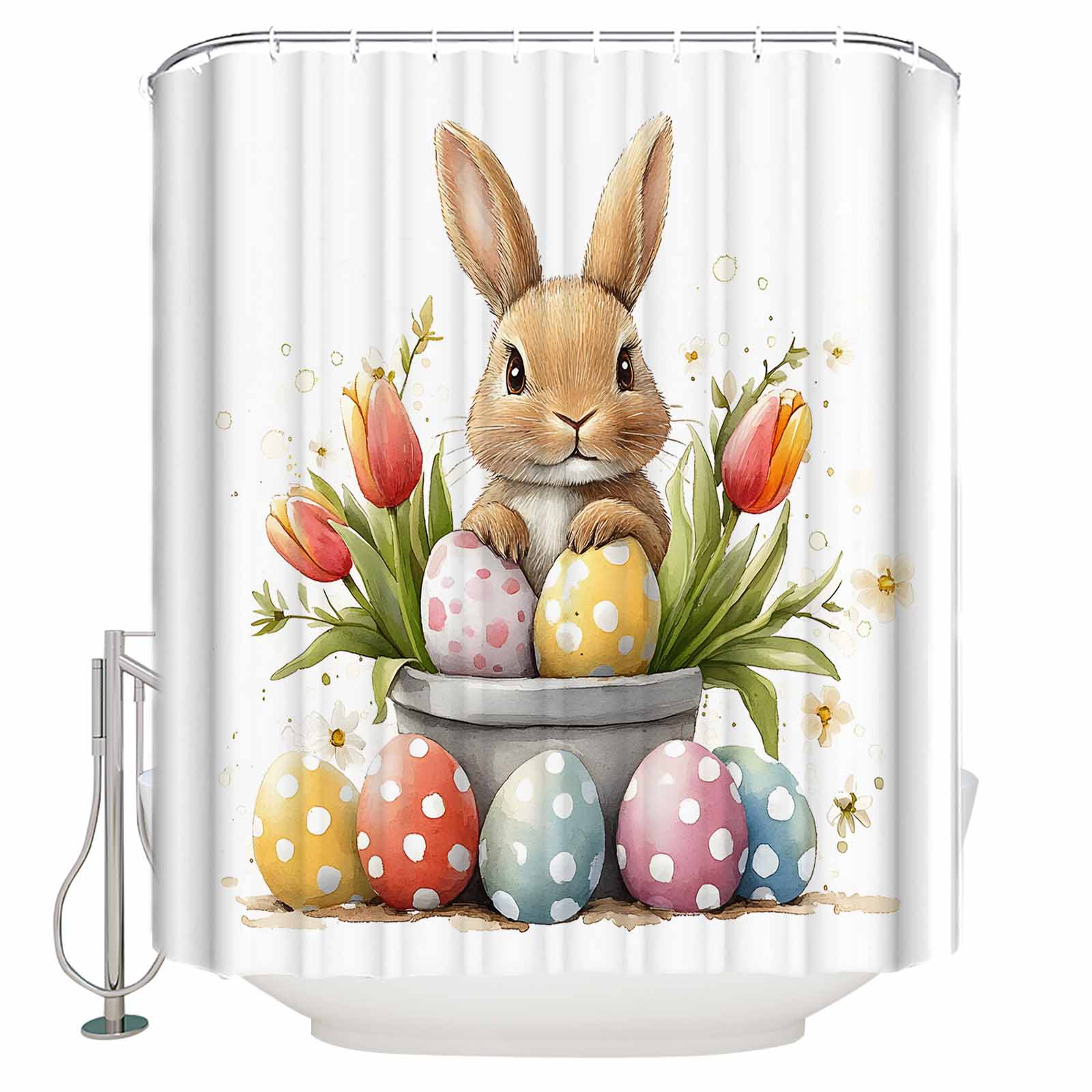 54x78 Inch Shower Curtain Decorative Spring Easter Bathtub Bath ...
