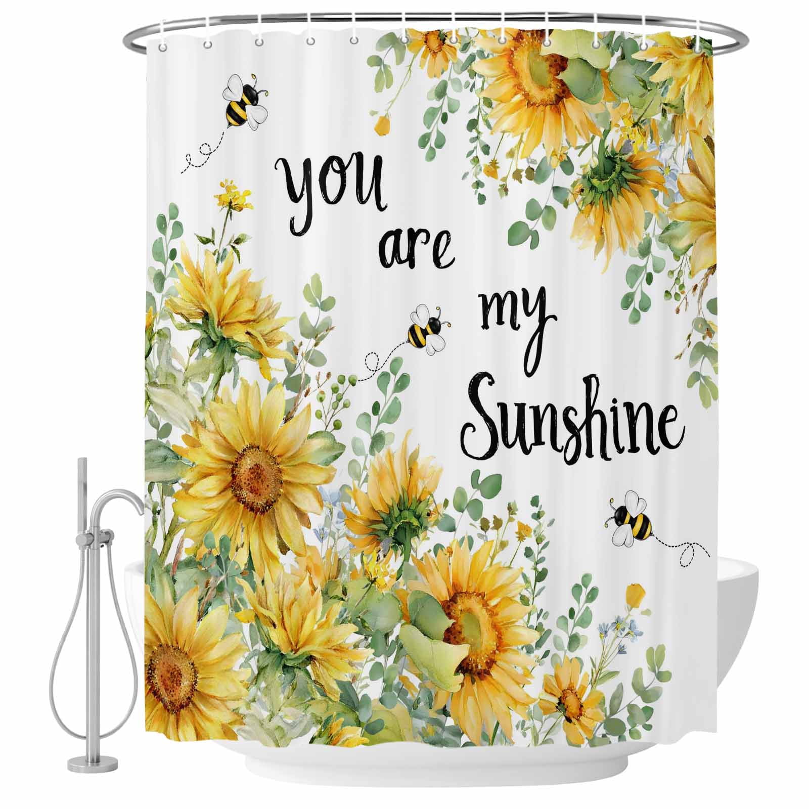 54x78 Inch Shower Curtain Decorative Summer Sunflower Bathtub Bath ...